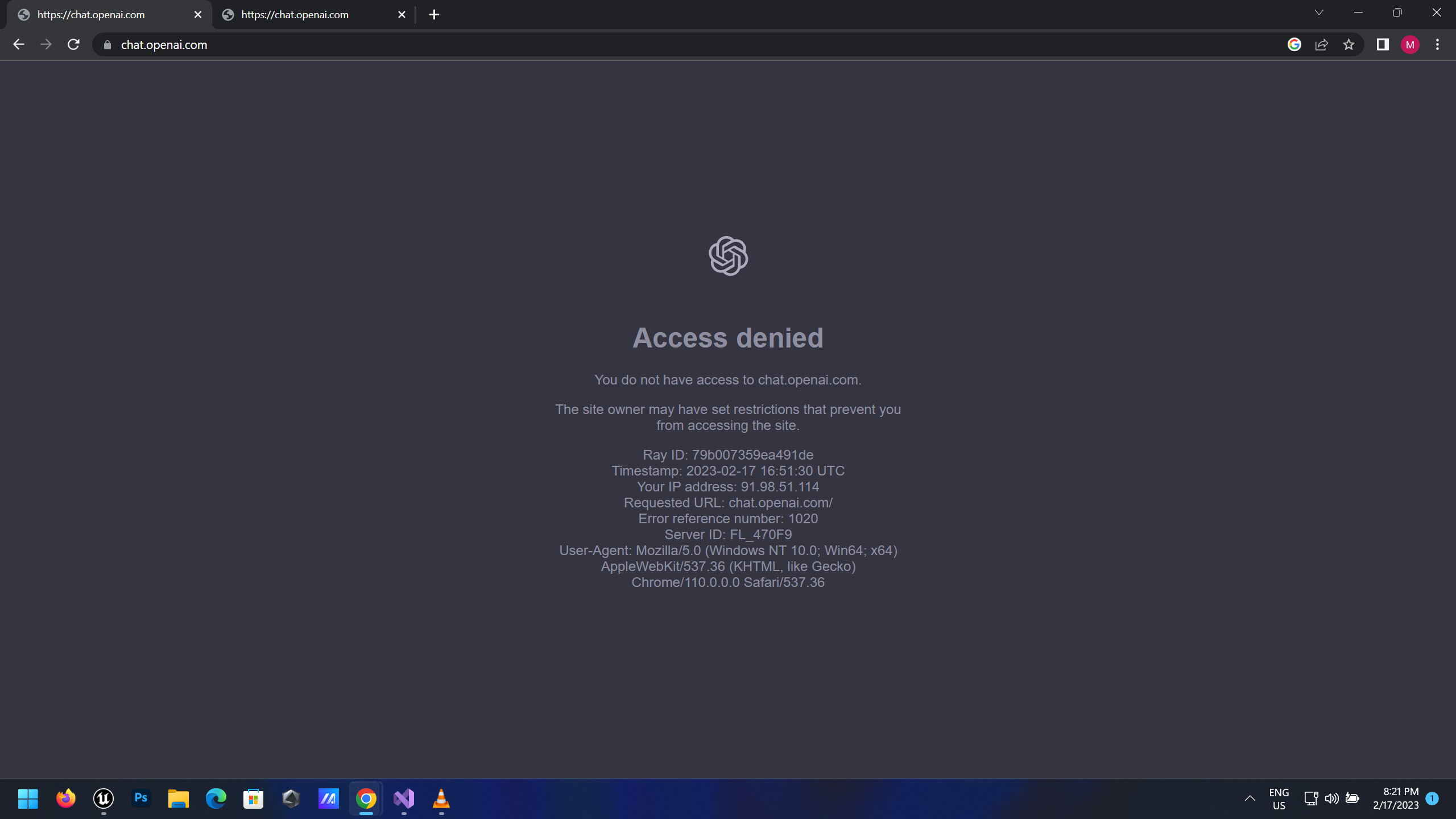 ChatGPT login Access denied (Iran Ip Address) - ChatGPT - OpenAI Developer Community