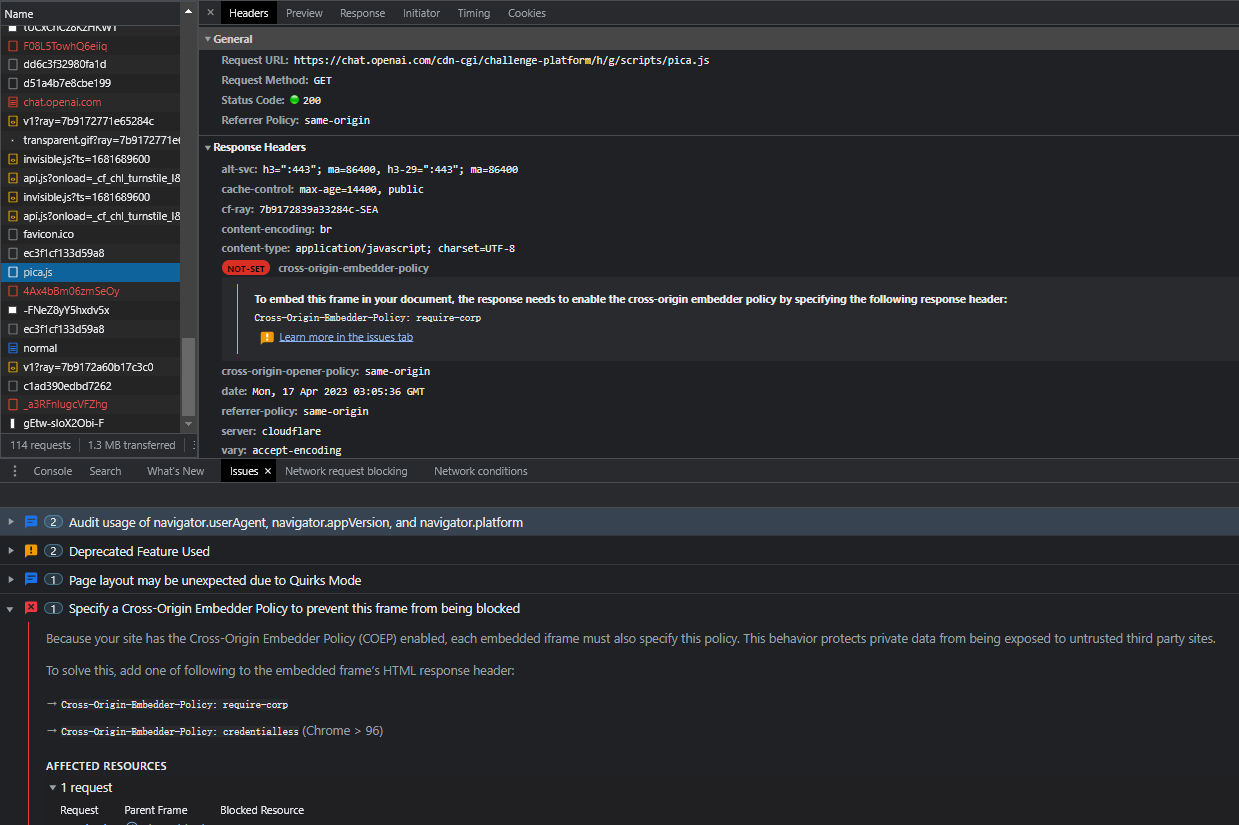 ChatGPT page's COEP header seems incorrect - ChatGPT - OpenAI Developer Community
