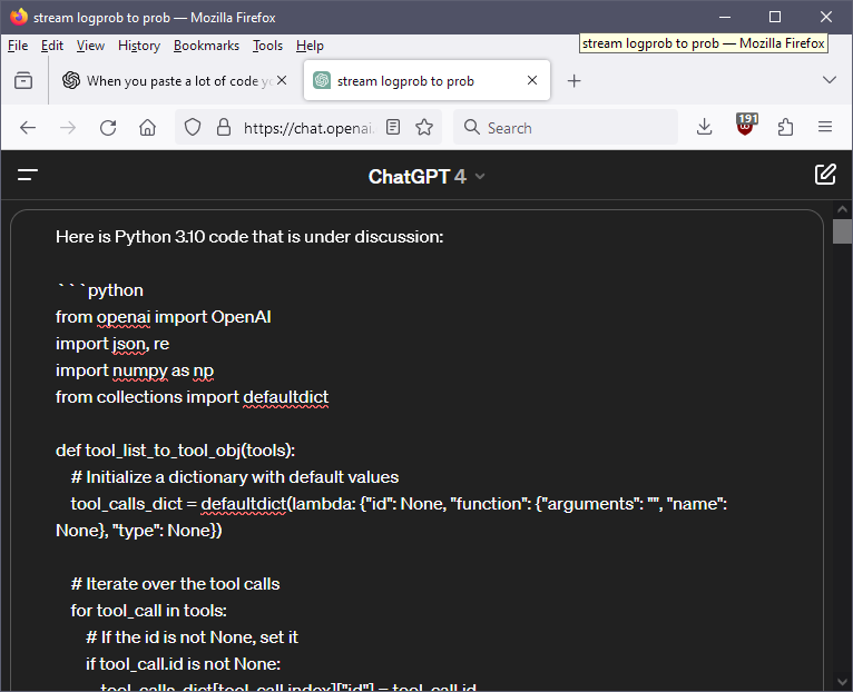 When you paste a lot of code you can't scroll up to check your last message for reference ...