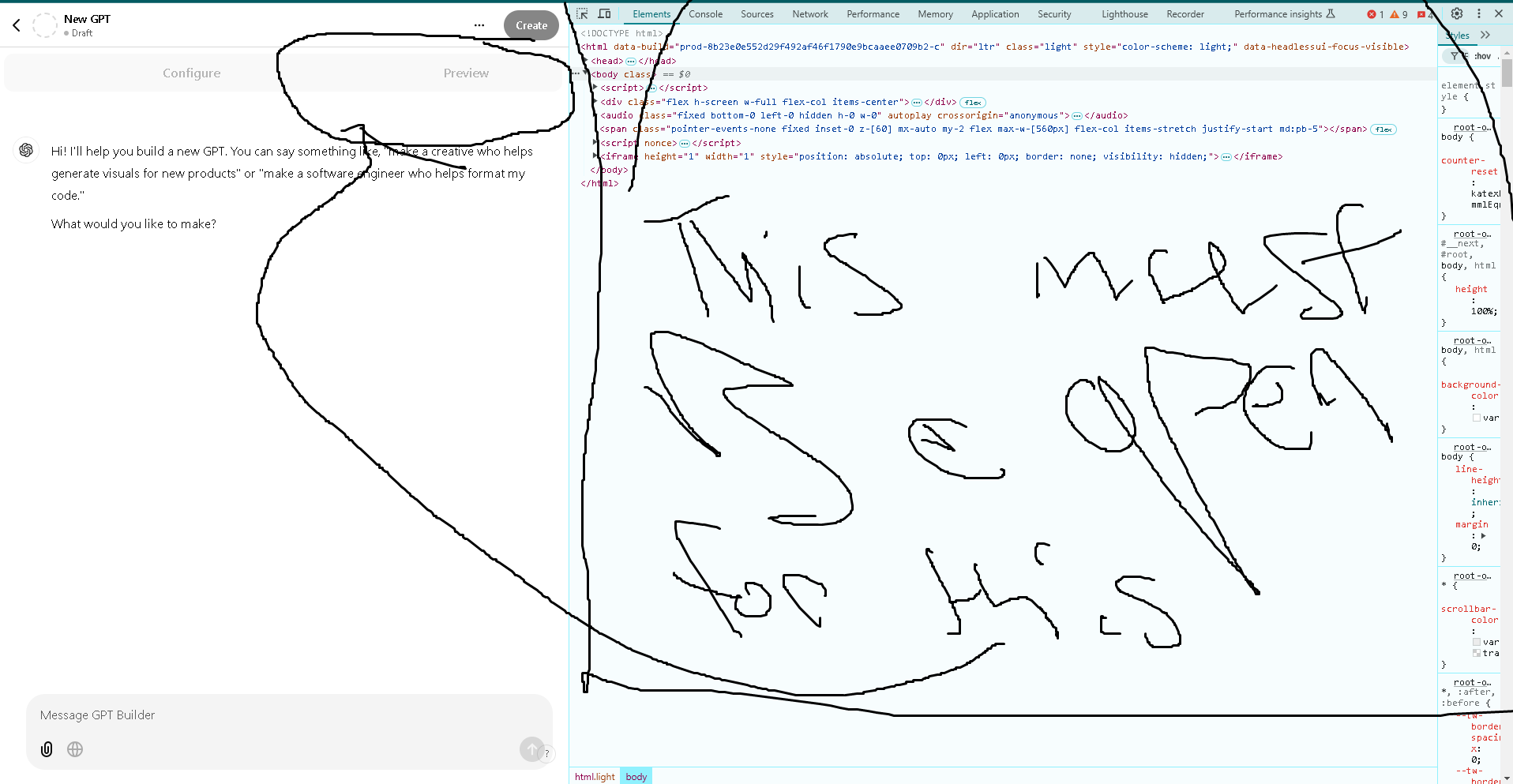 Urgent: "Create" Tab Missing in MyGPT - #153 by tbrogangfs - GPT builders - OpenAI Developer ...