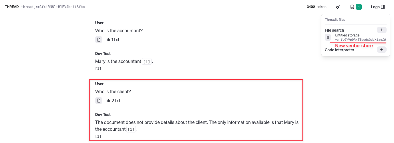 Can Not Access Files In Newly Attached Vector Store But Can Access Files Of Detached Vector