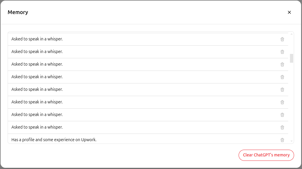 Issue with Duplicate Inactive Entries in ChatGPT Memory - Bugs - OpenAI Developer Community