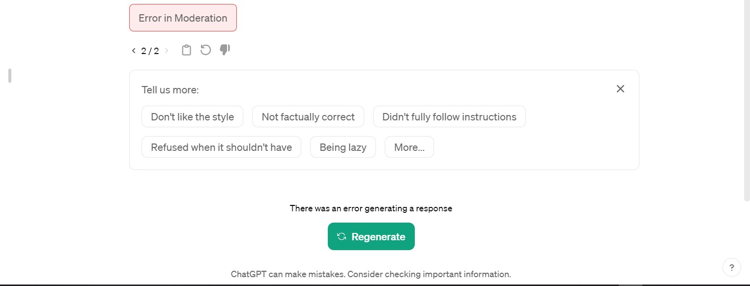 Getting in moderate error frequently - ChatGPT - OpenAI Developer Community