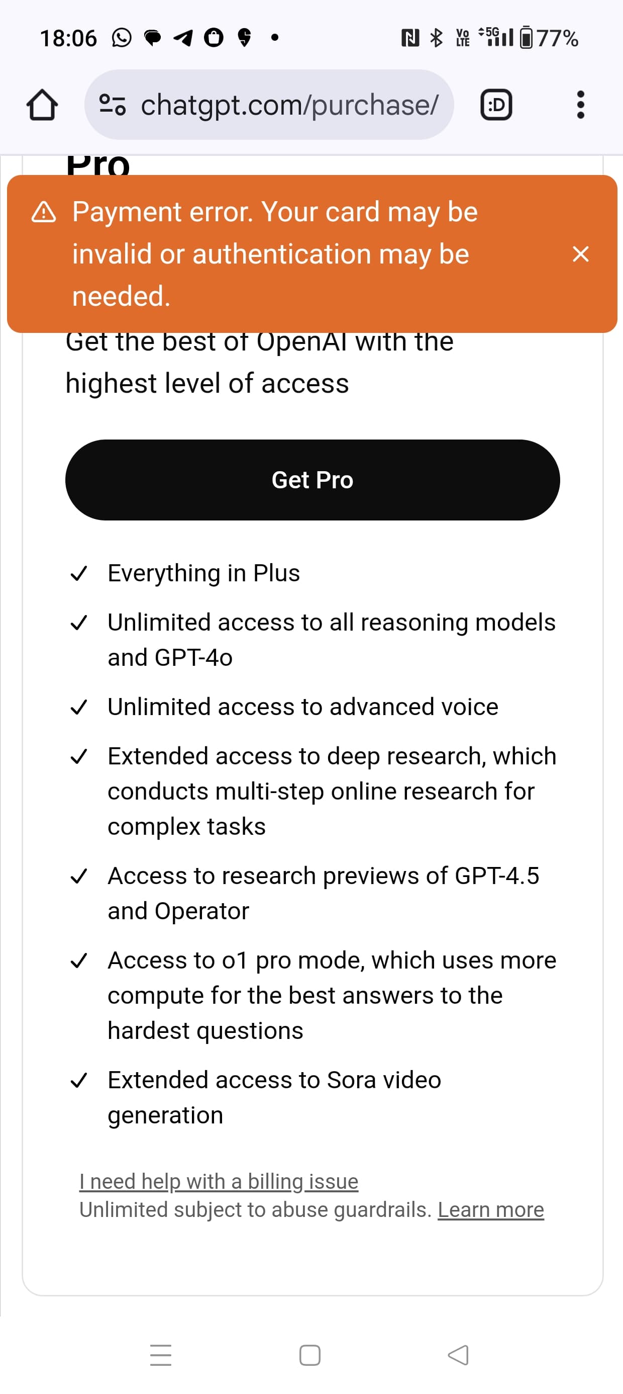 Not able to upgrade to pro - Bugs - OpenAI Developer Community
