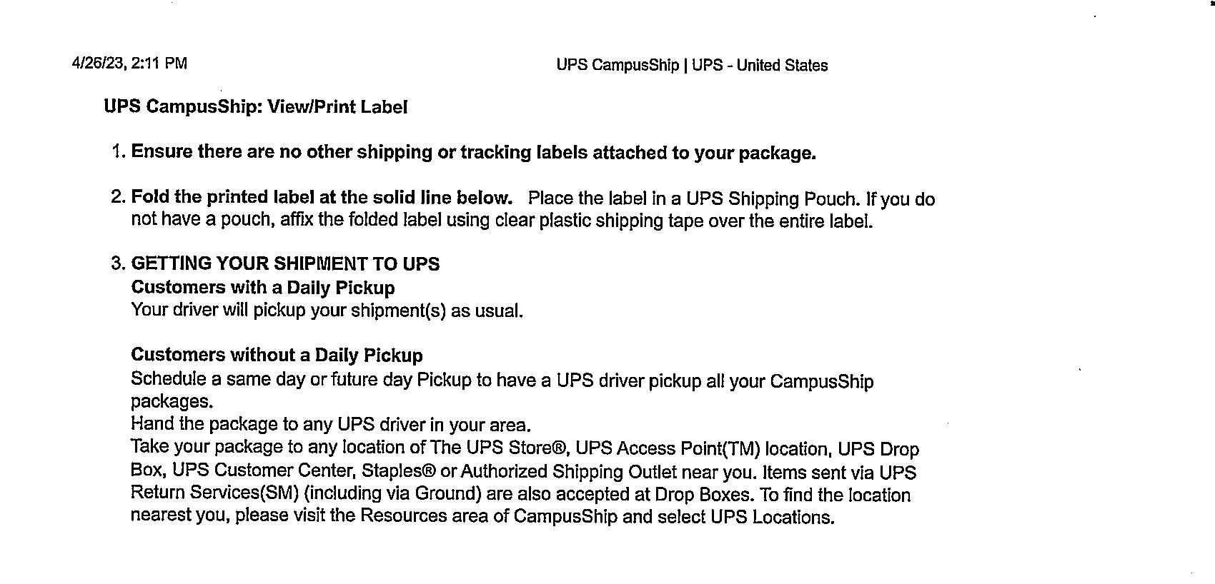 HELP - RMA Returns via UPS new requirements? - PSA Products - Palmetto ...