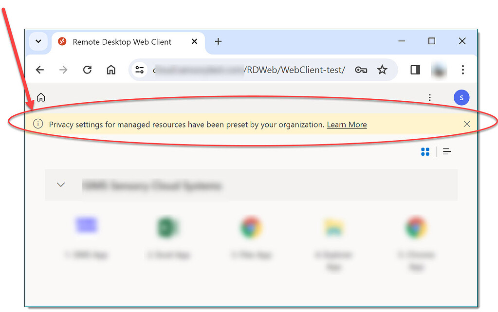 Remote Desktop Web Client, how can we remove this "privacy message" from user's browser screen ...