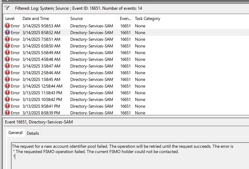 New DC is showing errors - The request for a new account-identifier pool failed - Software ...