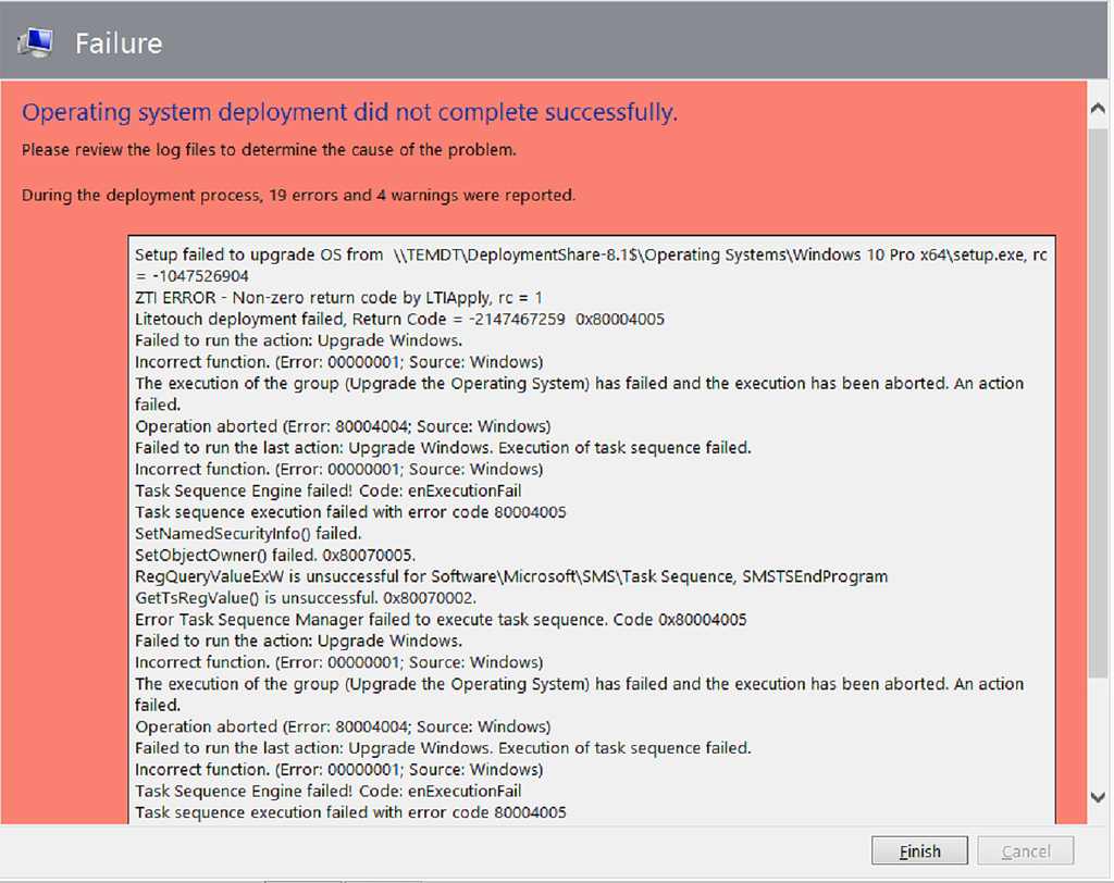 MDT 2013 Update 2 & ADK 10 - Upgrade to windows 10 Error - Software - Spiceworks Community