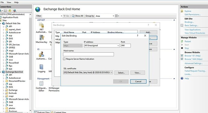Exchange Server 2016 Can't access ECP, OWA, PowerShell and HTTP Error ...