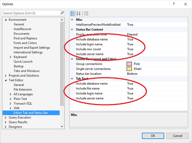 Customizing SQL Server Management Studio Editor Tabs and Status Bar ...