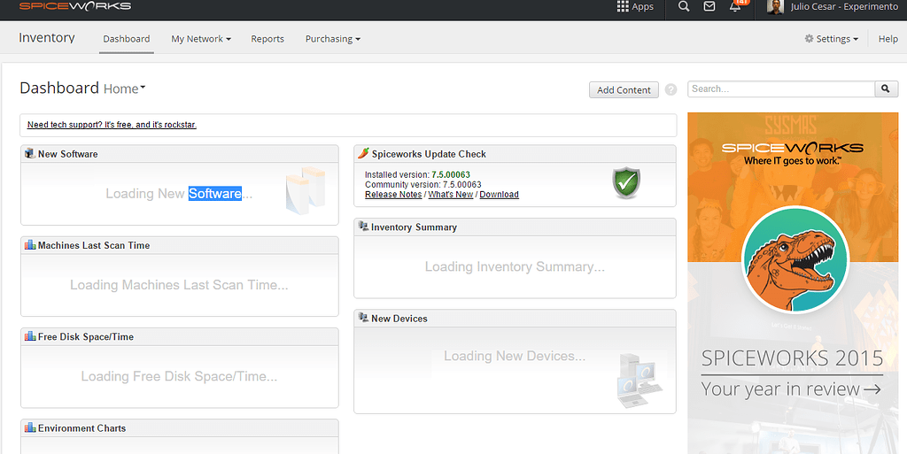 Dashboard not showing contents - Spiceworks Support - Spiceworks Community