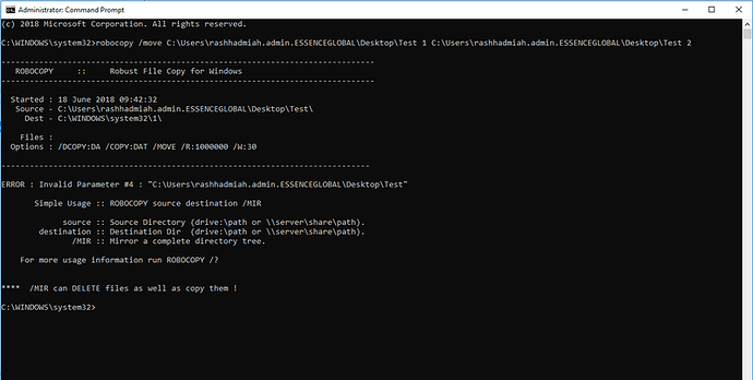 Robocopy error 2 - Windows - Spiceworks Community