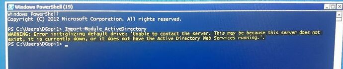 WARNING: Error initializing default drive: 'Unable to contact the ...