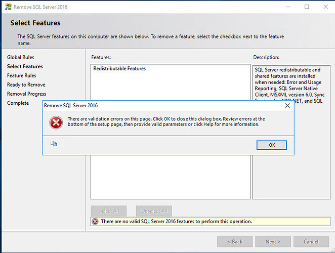 Error uninstalling SQL Server 2016 Standard on Windows Server 2016 Standard - Databases ...