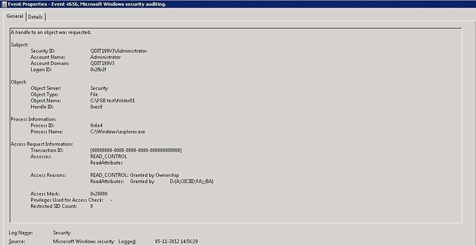 What is the Event id for File & folder creation in Window Server 2008 ...