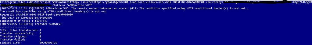Getting Error While Downloading The Vhd From Azure Blob Using Azcopy