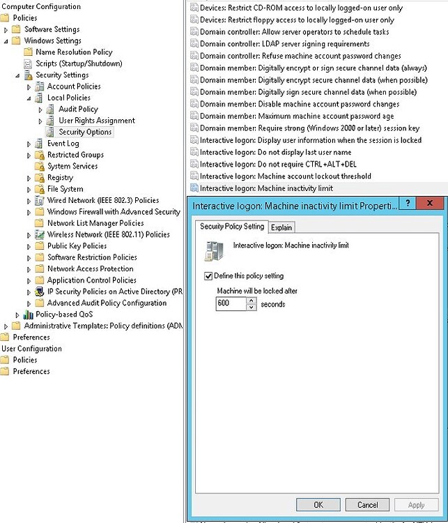 Interactive logon: Machine inactivity limit - Software & Applications ...