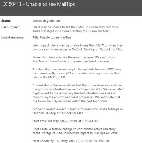 Can't Show MailTips - Software & Applications - Spiceworks Community