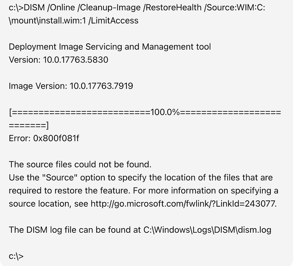 Windows Server 2019 DSIM Broken - Software & Applications - Spiceworks Community