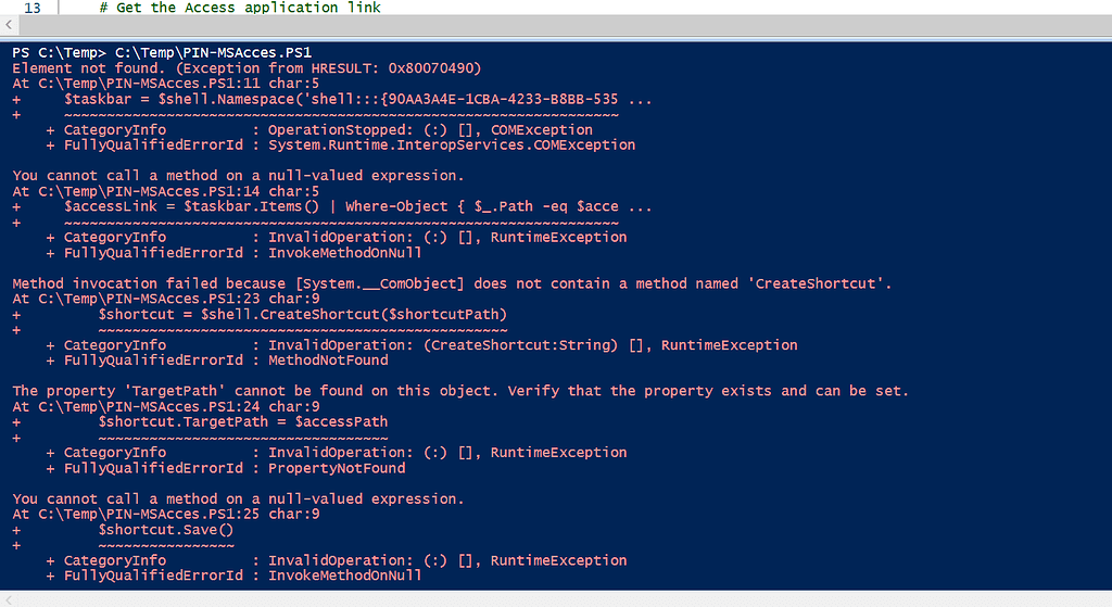 PowerShell Script to pin Microsoft Access to the taskbar - Windows - Spiceworks Community