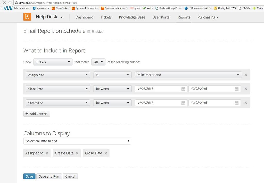 Report request- tickets assied to specific time frame and ope - Spiceworks Support - Spiceworks ...
