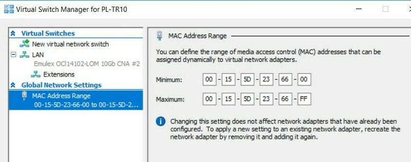 Hyper V Cluster Assignment Of Static Mac Addresses From A Pool Of