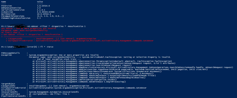 Get-ADUser -Properties * Errors Out... - Programming & Development - Spiceworks Community