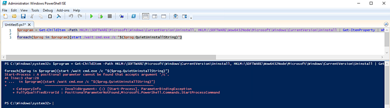 Need PowerShell working script to uninstall software from Control Panel ...