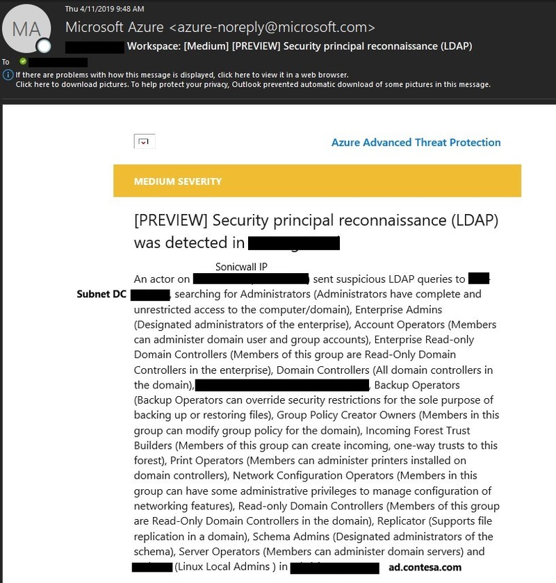 Azure ATP Sensor Alert: Security principal reconnaissance (LDAP ...