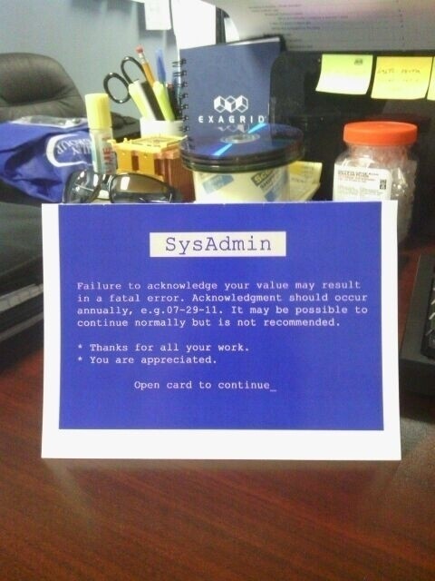 SysAdmin Card :D check this out - Water Cooler - Spiceworks Community