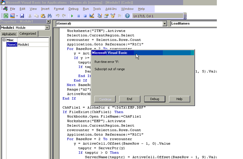 Visual Basic: Runtime error 9 - Programming & Development - Spiceworks Community