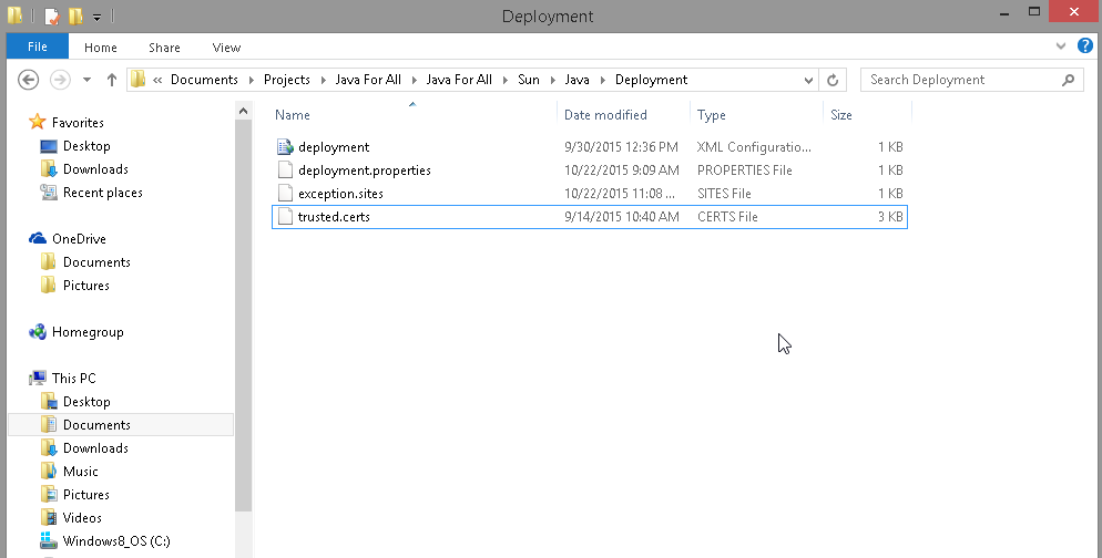 Java Site Exceptions List and Certificates For All Users - Software ...