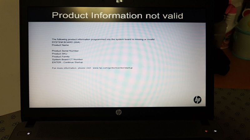 HP pro book 440 G1 product information not valid system board (00A ...