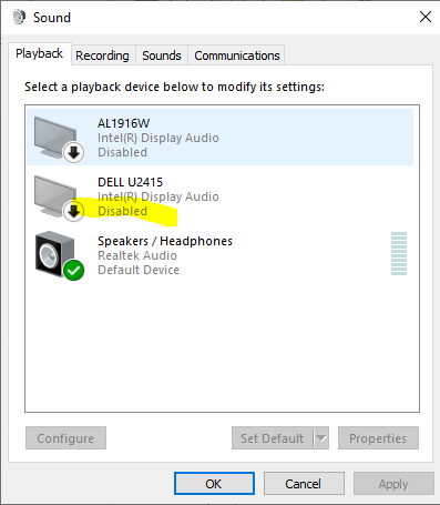 Windows 10 defaults sound to secondary monitor - Software ...