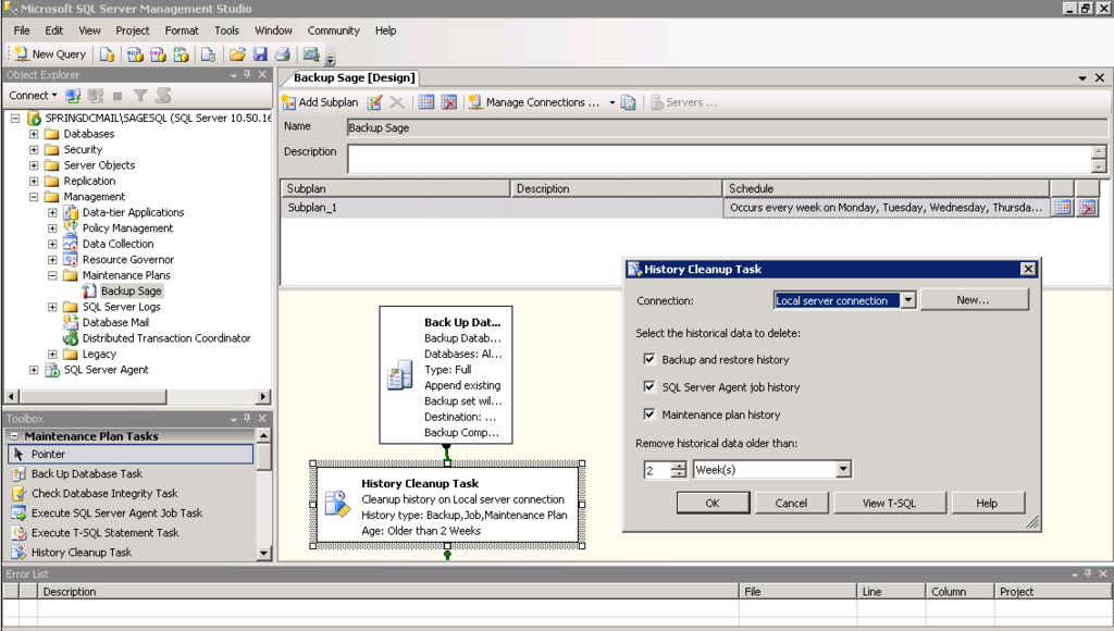 SQL 2008 R2 Maintenance plan to remove old backups failing - Databases - Spiceworks Community