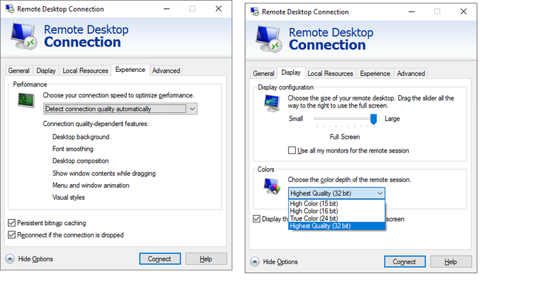 Problems with Remote Desktop (host) weird colours for any client ...