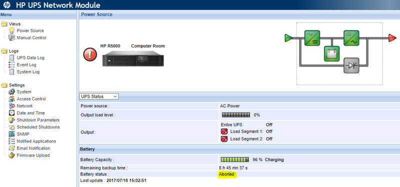 HP R5000 UPS & ERM Module - battery capacity/time and status - Hardware ...