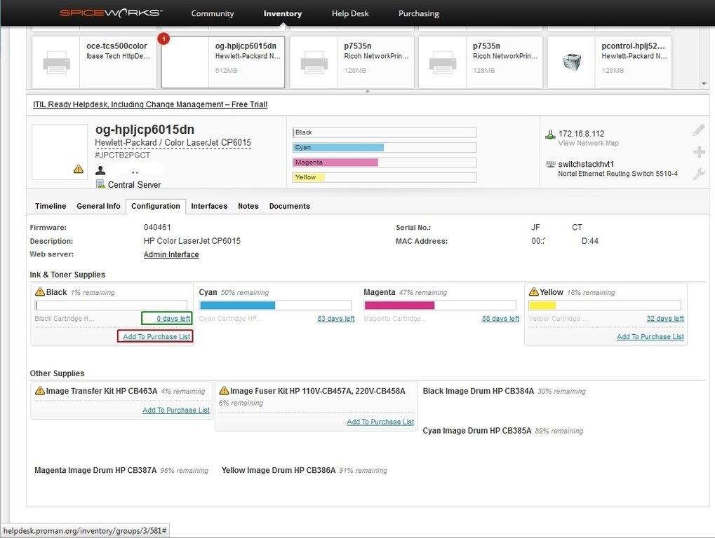 add printer supplies from inventory to purchase list - Spiceworks Support - Spiceworks Community
