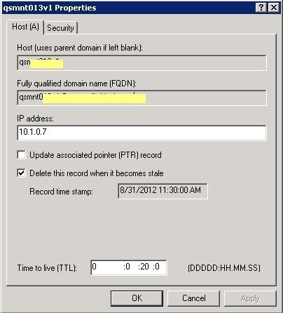 DNS Scavenging not deleting stale DNS record - Networking - Spiceworks Community