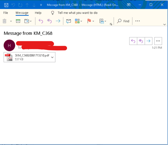 Konica C368 Scan to Email message embedded as attachment - Hardware ...