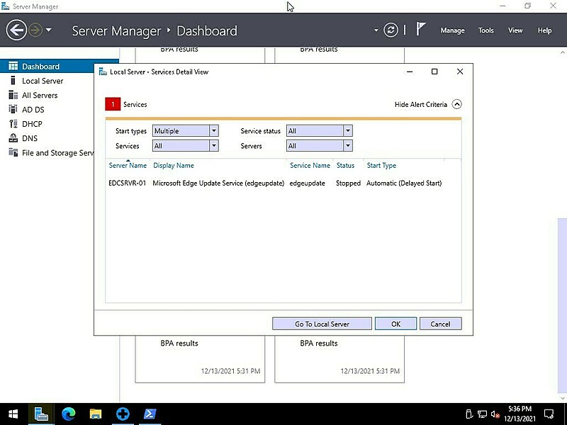 Microsoft Edge Update Service Windows Server 2022 - Hardware ...