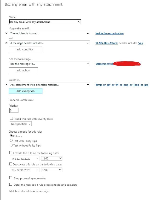 Mail flow rule not working correctly for attachments - Exchange 2019 ...