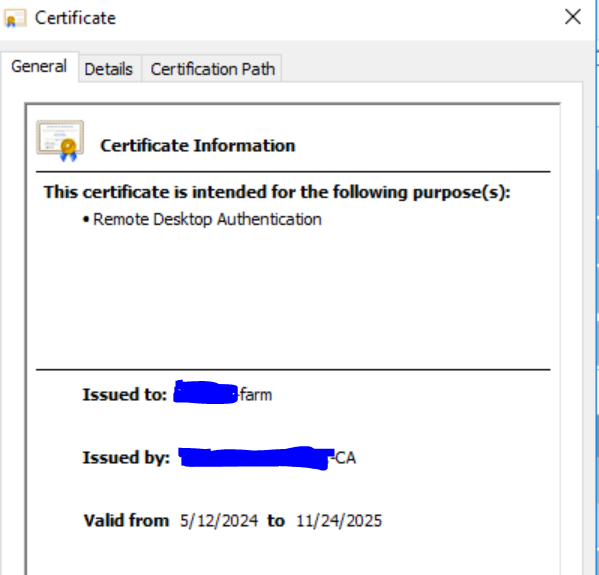 RDP connection still offers self-signed cert instead of new CA cert - #24 by acatic - Windows ...