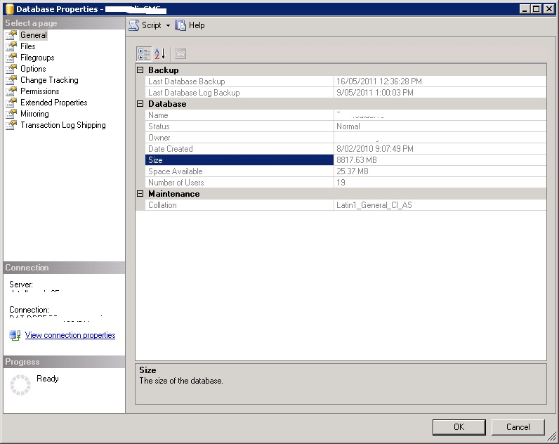 what is size of database in sql 2005 - Databases - Spiceworks Community