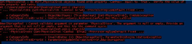 Need Powershell Assistance with New-StoragePool - Programming & Development - Spiceworks Community
