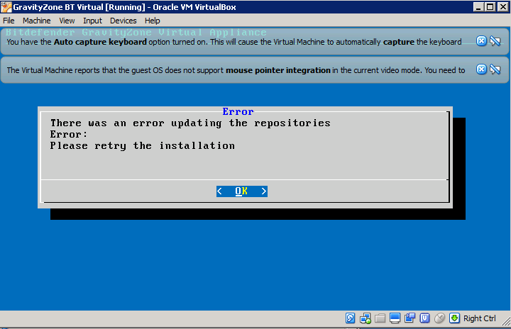 BitDefender GravityZone Virtual Appliance + Unable to update repository - Bitdefender ...