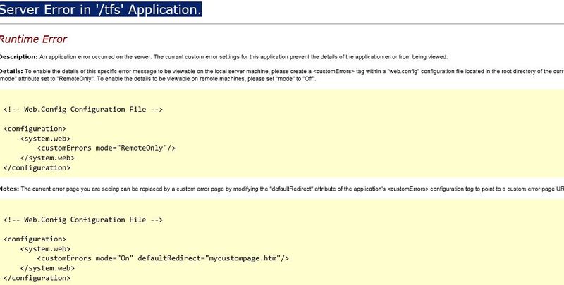 TFS Server Server Error in '/tfs' Application. - Databases & Queries - Spiceworks Community