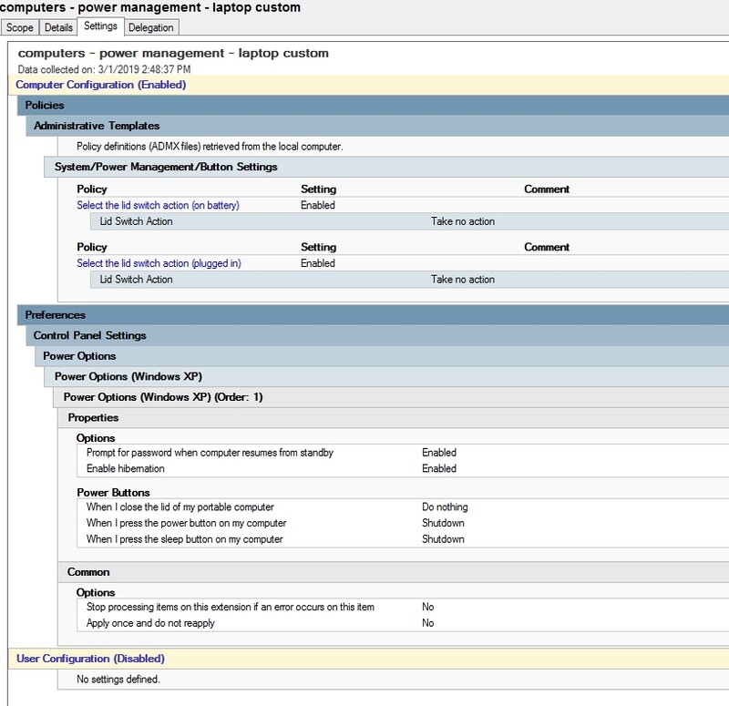 GPO Power Management settings do not get applied to workstation ...