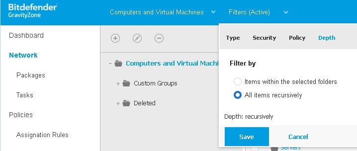 Gravity Zone - Network | Filter | Depth - Bitdefender - Spiceworks ...