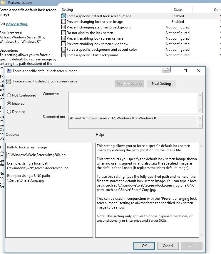 Change Windows 10 lock screen background image (GP)? - Software & Applications - Spiceworks ...